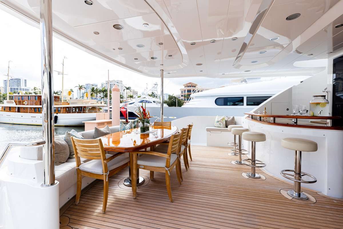 INVICTUS - Aft Deck Dining – Luxury Yacht Browser | by CHARTERWORLD Superyacht Charter